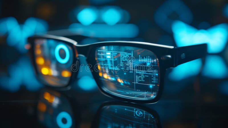 Black Smart Glasses with Augmented Reality Data Display Stock Image ...