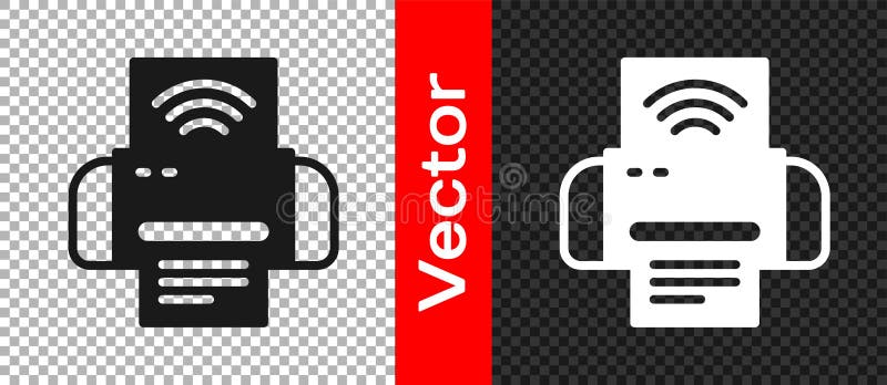 Black Smart Printer System Icon Isolated on Transparent Background ...