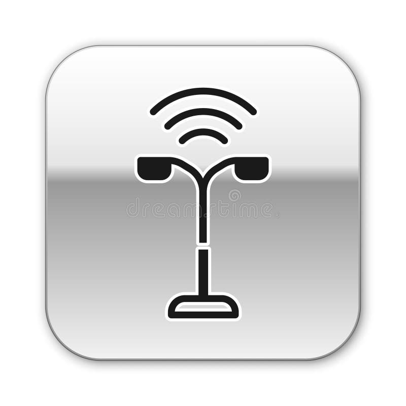 Black Smart Street Light System Icon Isolated on White Background ...