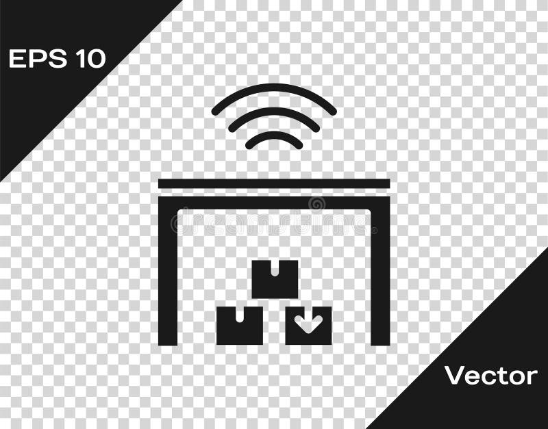 Black Smart Warehouse System Icon Isolated on Transparent Background ...