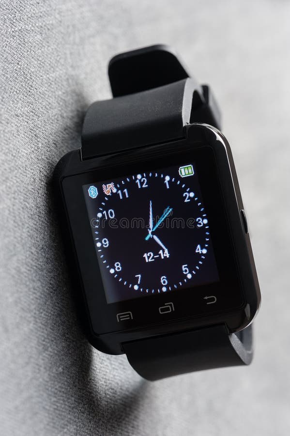 Black smart watch stock image. Image of closeup, lifestyle - 163929813