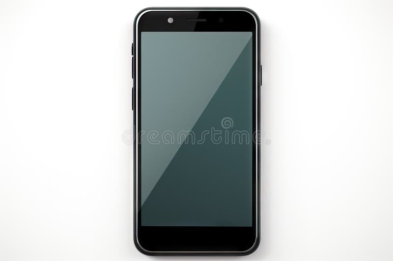 Black Smartphone with Blank Screen Left, Right and Front View Stock ...