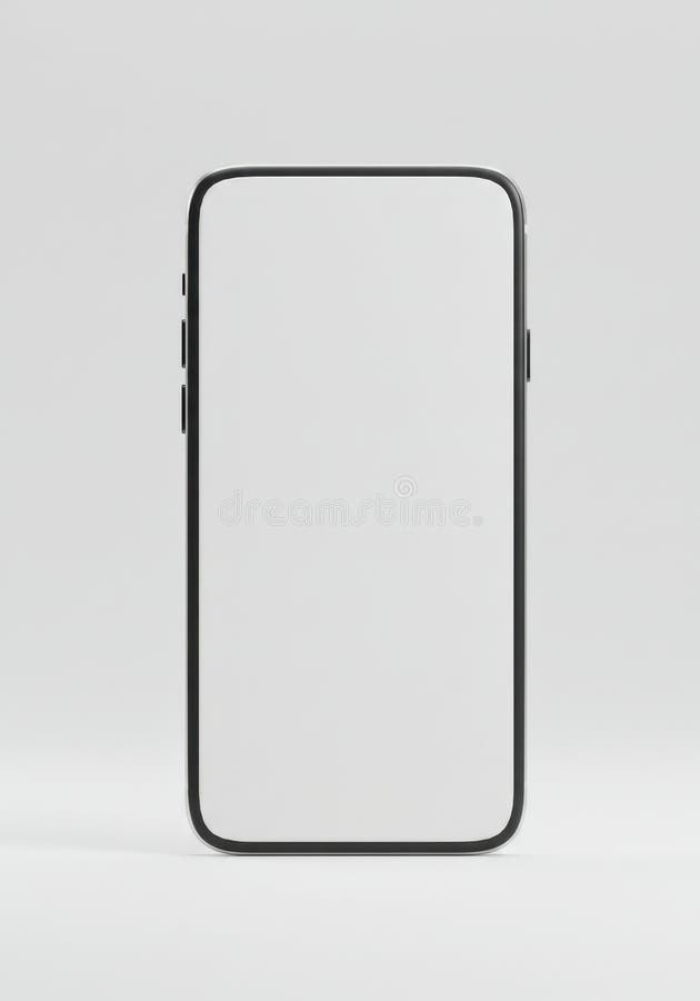 Black Smartphone with Blank White Screen on White Background Stock ...
