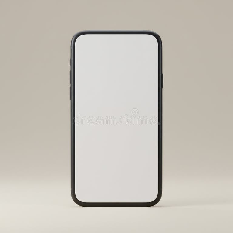 Black Smartphone with Blank White Screen on Neutral Background Stock ...