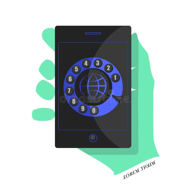 Black Smartphone with a Blue Interface Stock Illustration ...