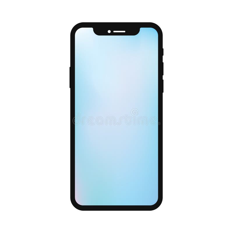 Black Smartphone with Blue Screen. Vector Mobile Phone with Empty ...