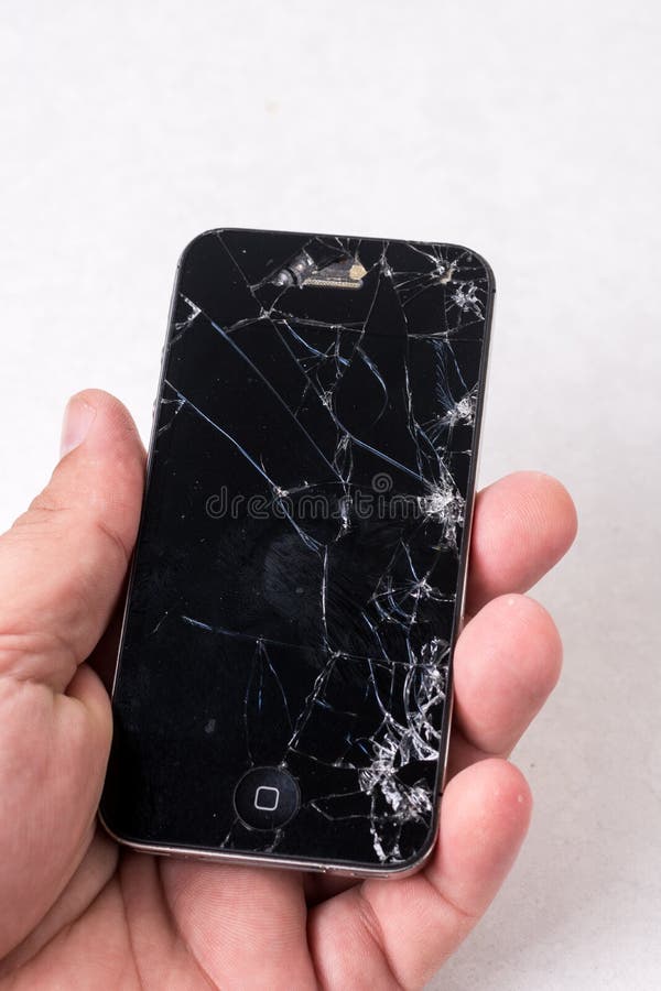 Cracked Smashed Lcd Display Touch Screen on the Smartphone Editorial ...