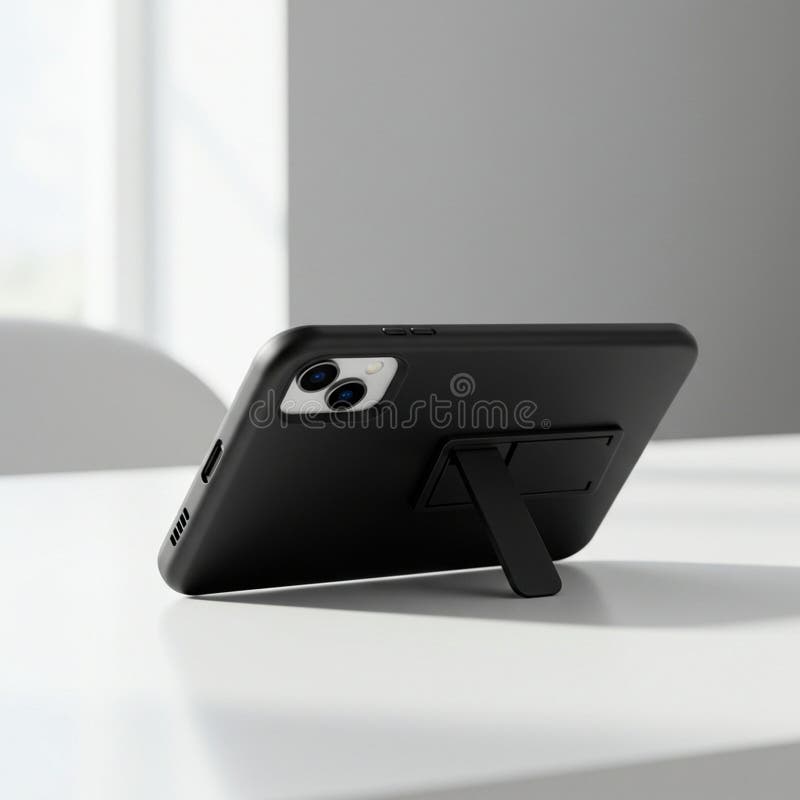 A Black Smartphone with Dual Lenses in the Camera Module is Positioned ...