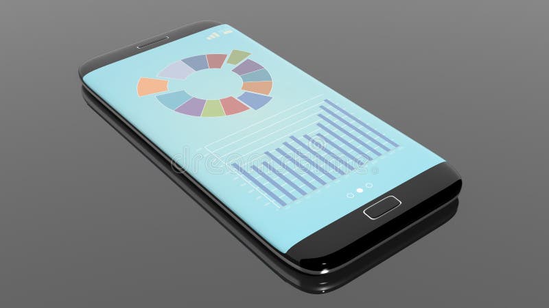 Black Smartphone Edge with Bar Chart Graph on Screen Stock Illustration ...