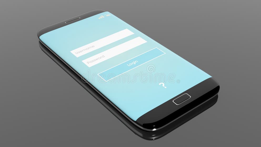 Black Smartphone Edge with Login Screen Stock Illustration ...