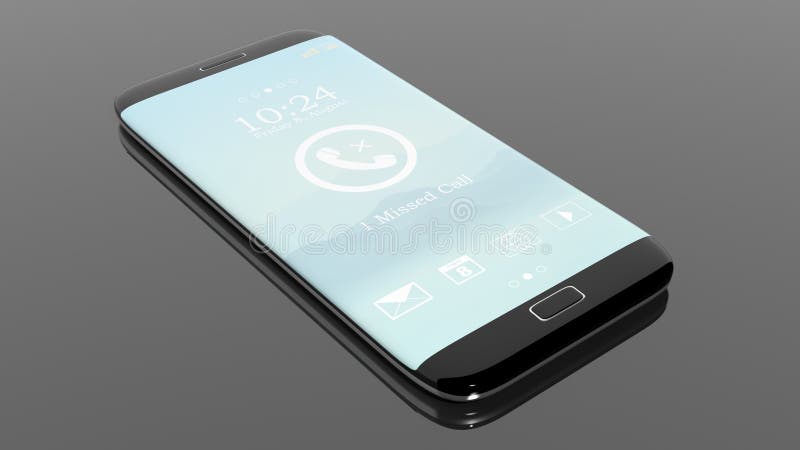 Black Smartphone Edge with Missed Call Notification on Screen Stock ...