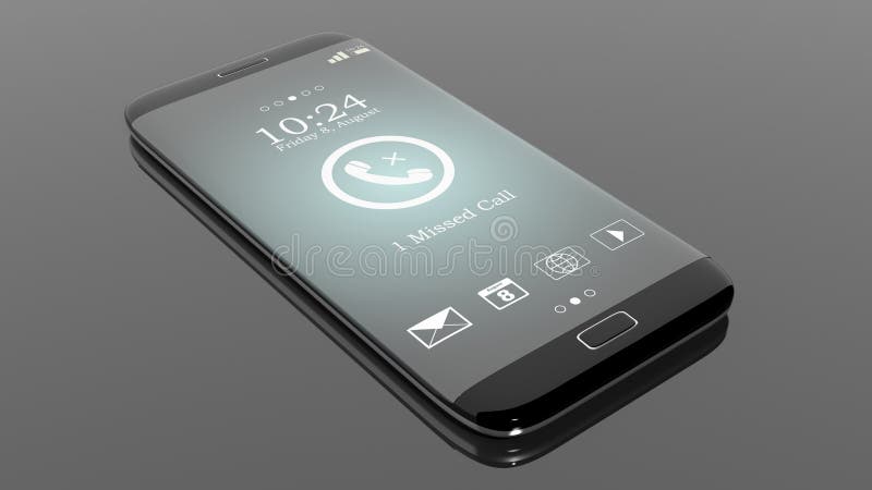 Black Smartphone Edge with Missed Call Notification on Screen Stock ...