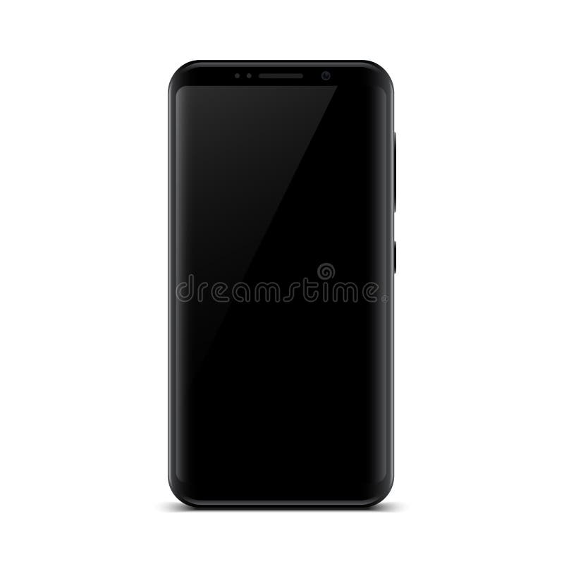Black Smartphone with Empty Black Touch Screen, Model Mobile - Vector ...
