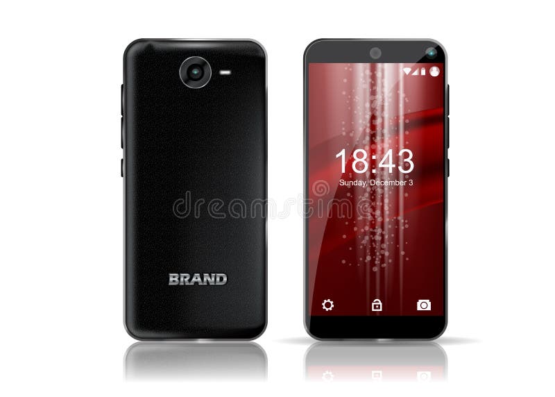 Black Smartphone Front and Back View with Nice Background. Realistic ...