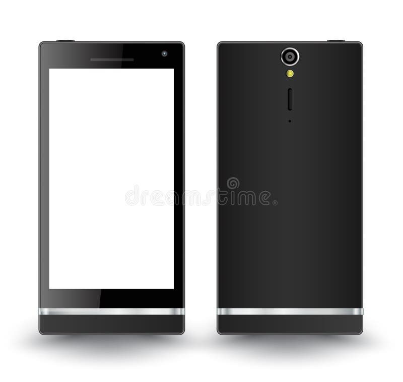 Black Smartphone Mockup Front and Back. Stock Vector - Illustration of ...