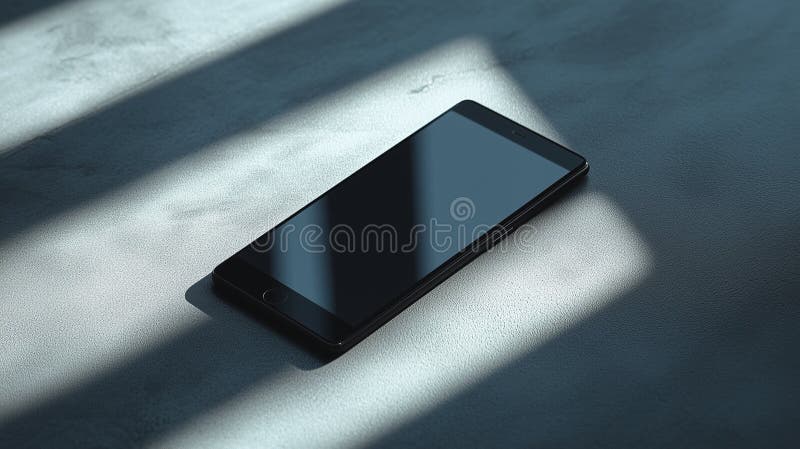 Black Smartphone on a Sunlit Surface Casting Dramatic Shadows Stock ...