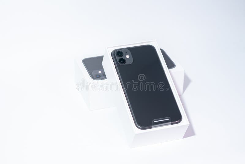 Black Smartphone with Two Cameras on a White Background. Stock Image ...