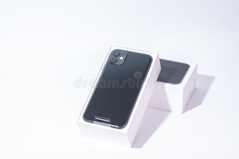 Black Smartphone with Two Cameras on a White Background. Stock Image ...