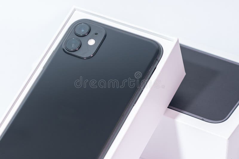 Black Smartphone with Two Cameras on a White Background. Stock Image ...