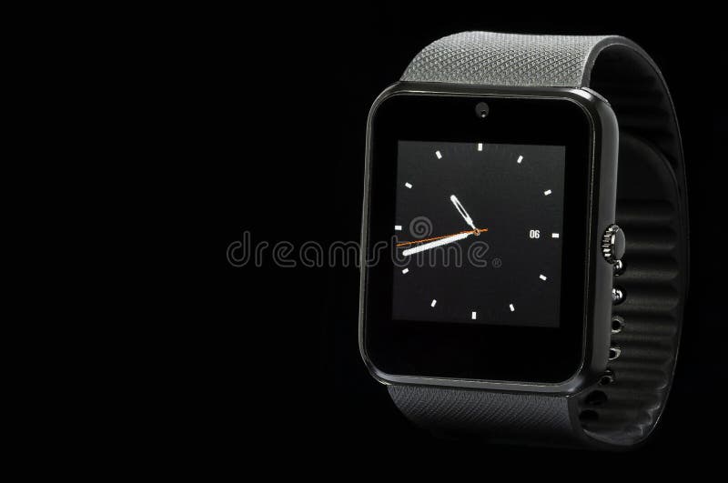 Black smartwatch , SOS stock photo. Image of case, display - 142055854