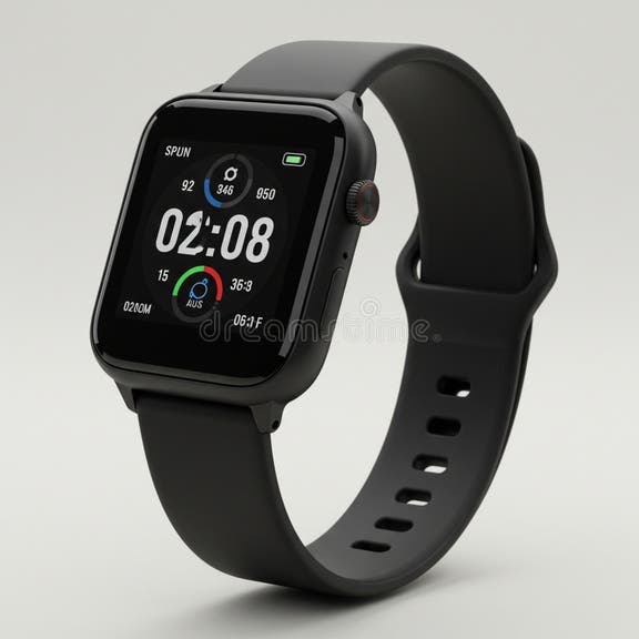 Black Smartwatch Featuring a Rectangular Touchscreen Display. the ...