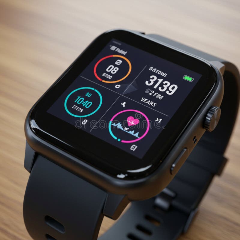 A Black Smartwatch Featuring a Square Touch Screen Display. the ...