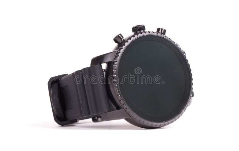 Black smartwatch stock image. Image of mobile, connected - 141738489