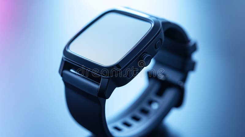 Black Smartwatch with Sleek Design on a Reflective Surface Stock Photo ...