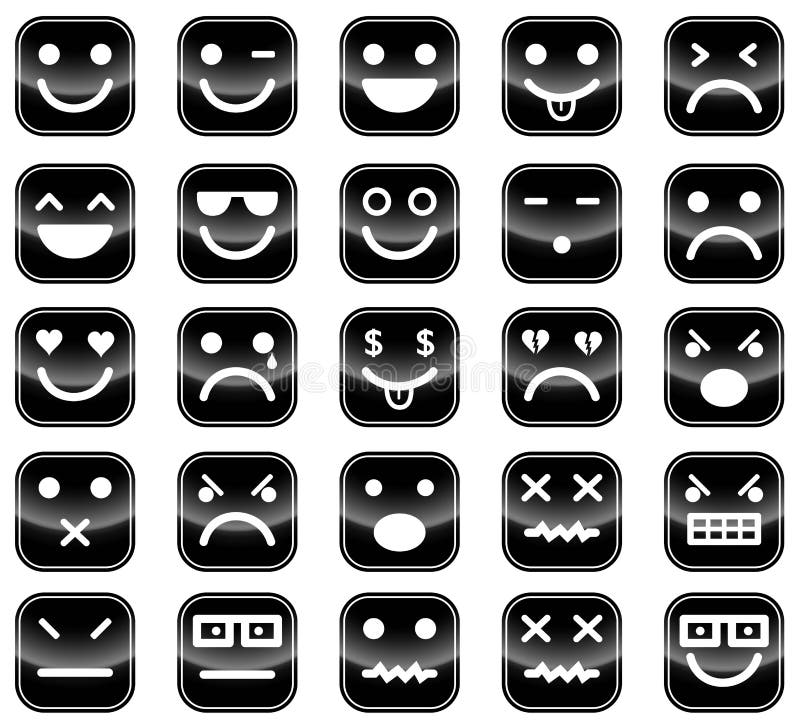 Set of 25 smiley faces stock vector. Illustration of cartoon - 20491801