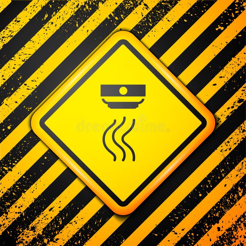 Black Smoke Alarm System Icon Isolated on Yellow Background. Smoke ...