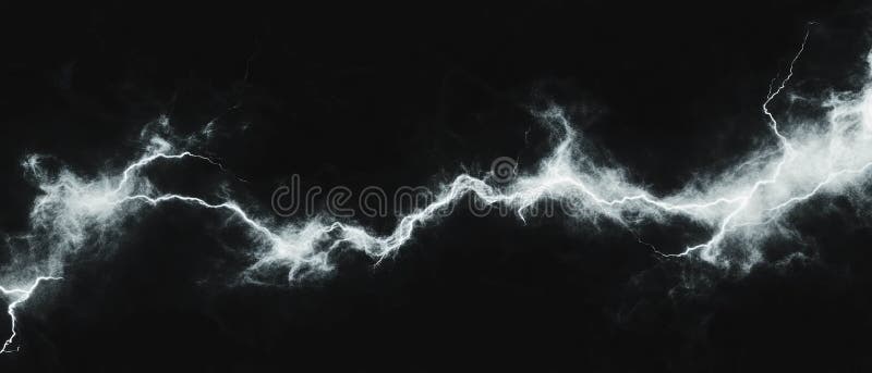 Black Smoke Backdrop Enhanced by Striking White Lightning in a High ...