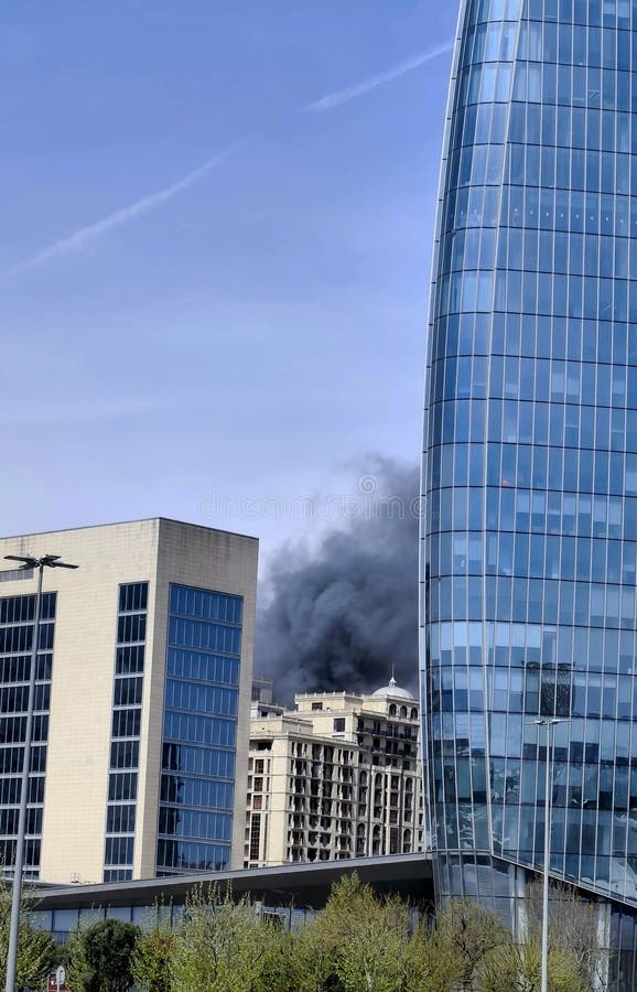 Black Smoke from Burning Building in the Distance Editorial Image ...