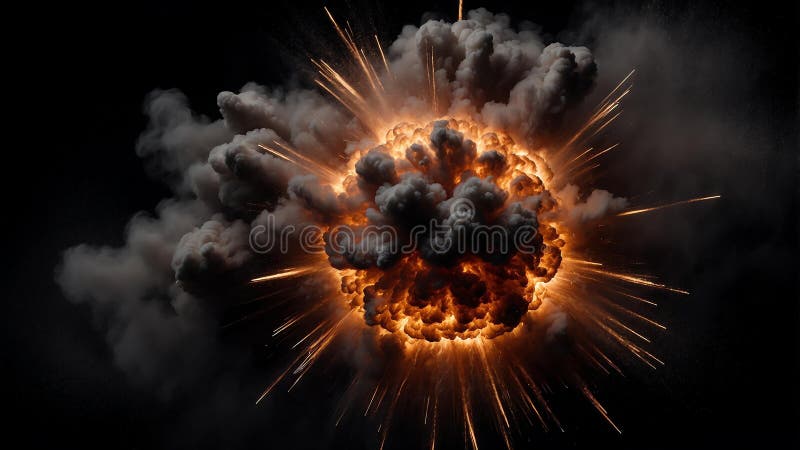 Black Smoke Center Radial Explosion Isolated in Black Ai Generated ...