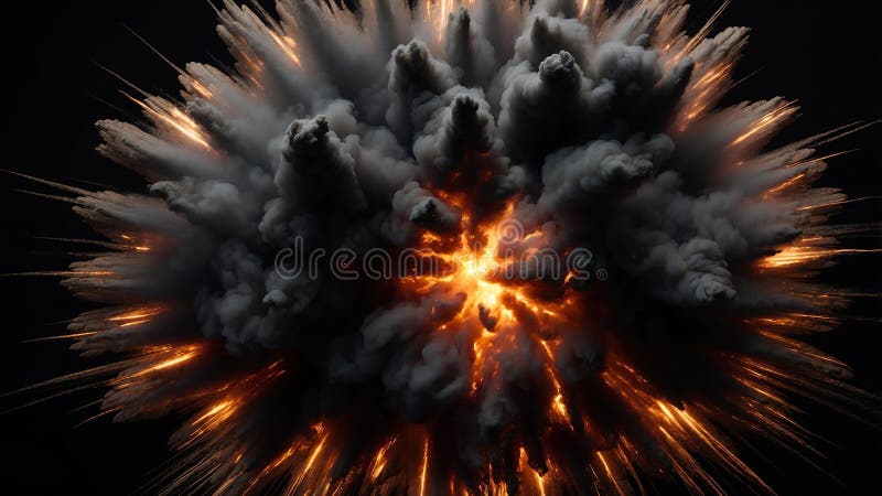 Black Smoke Center Radial Explosion Isolated in Black Ai Generated ...