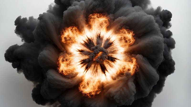 Black Smoke Center Radial Explosion Isolated in White Ai Generated ...