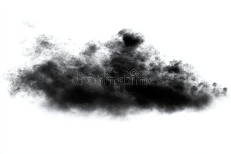 Black Smoke Cloud, Dense Texture, Isolated on White Background, Smoke ...