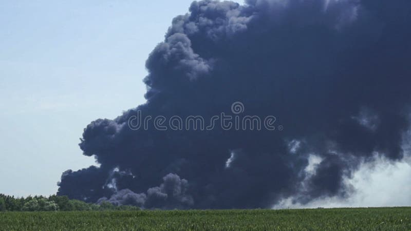 Air Pollution by Burning Garbage at Dump Site. Drone Footage of Burning ...