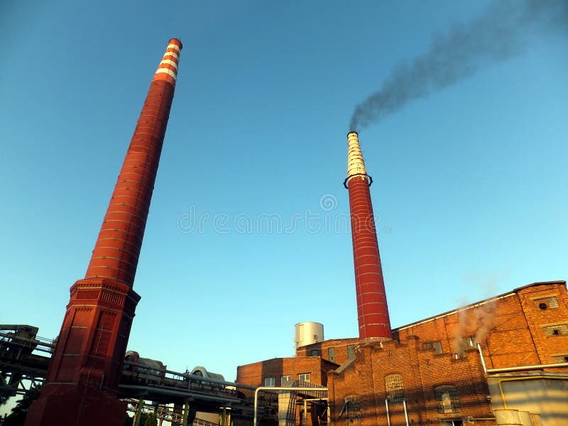 Black Smoke Coming Up from the Brick Chimney Stock Image - Image of ...