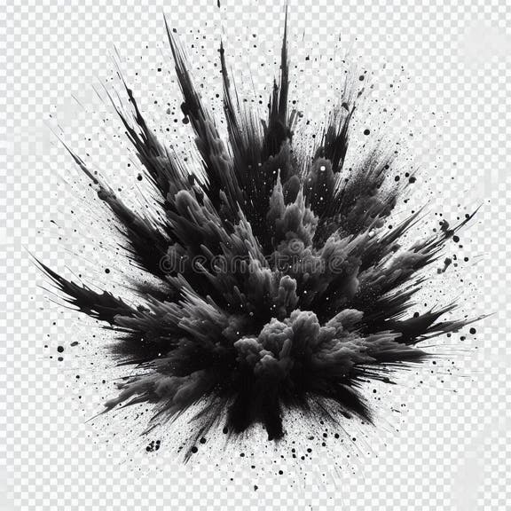 Black Smoke Explosion Cloud on Transparent Background for Design Stock ...