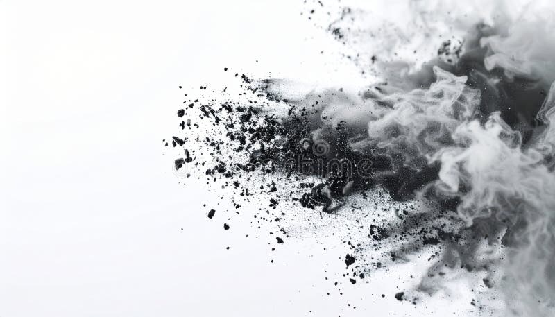 Black Smoke Explosion Effect, Volcanic Ash Particles Suspended Against ...