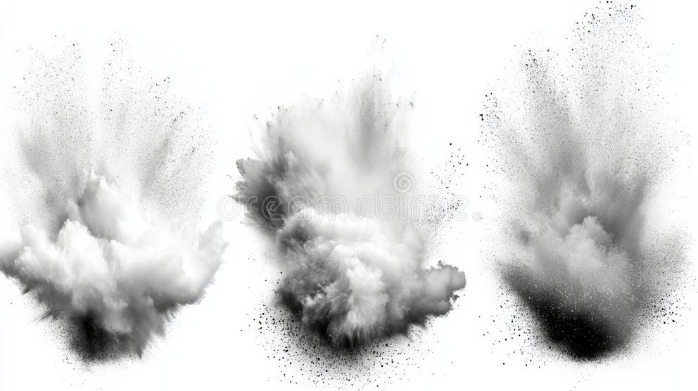 Black Smoke Explosion Effect on White Background Dramatic Abstract ...