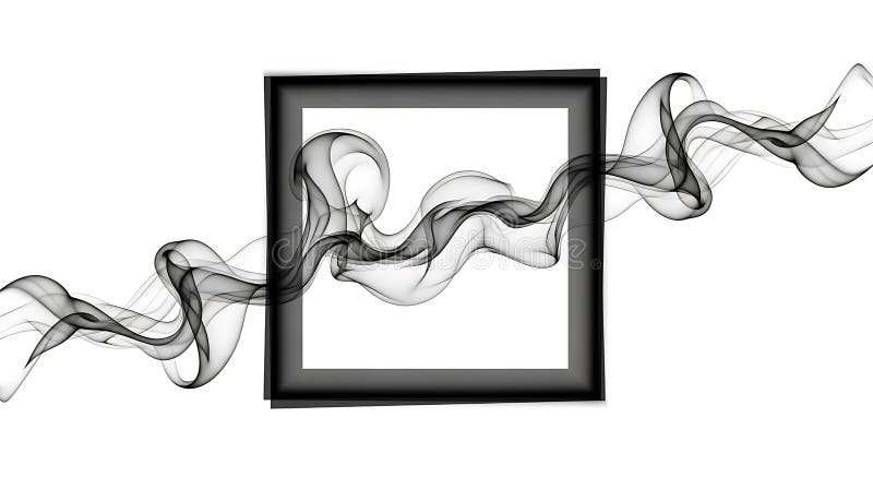 Black Smoke Flowing through a Square Frame on White Background Stock ...