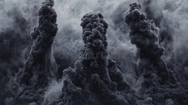 Black Smoke Forming Artistic Patterns on a Dark Backdrop Stock ...