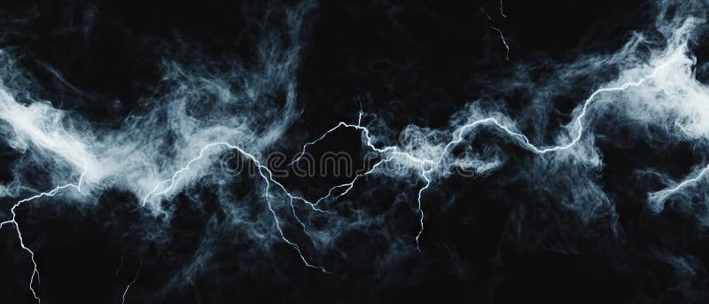 Black Smoke with White Lightning Creating a Dramatic Atmosphere Against ...
