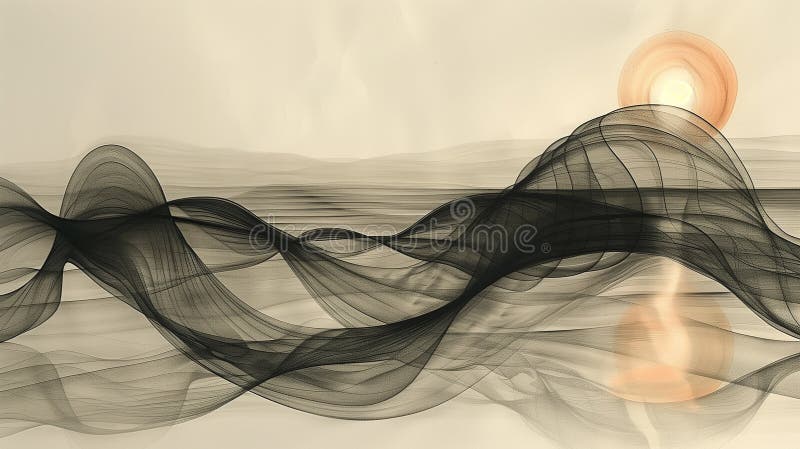 Black Smoky Lines and Abstract Transparent Wave Flow Against a Backdrop ...