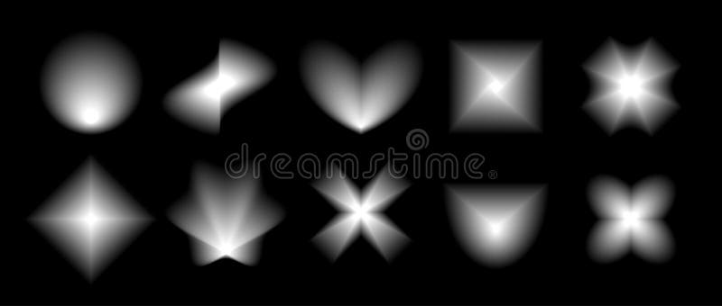 Black Smooth Blurred Gradient Form Set. Grunge Blurry Aura Shape ...
