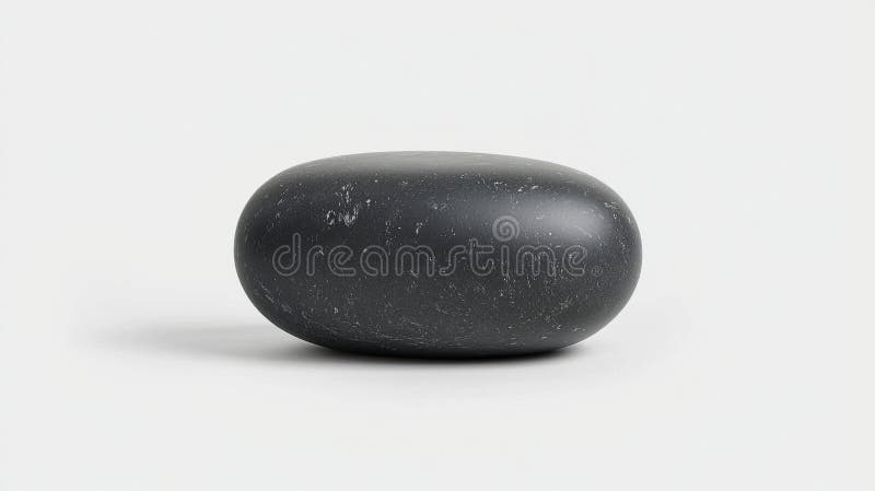 A Black, Smooth, Oval-shaped Stone Sits on a White Background. Stock ...