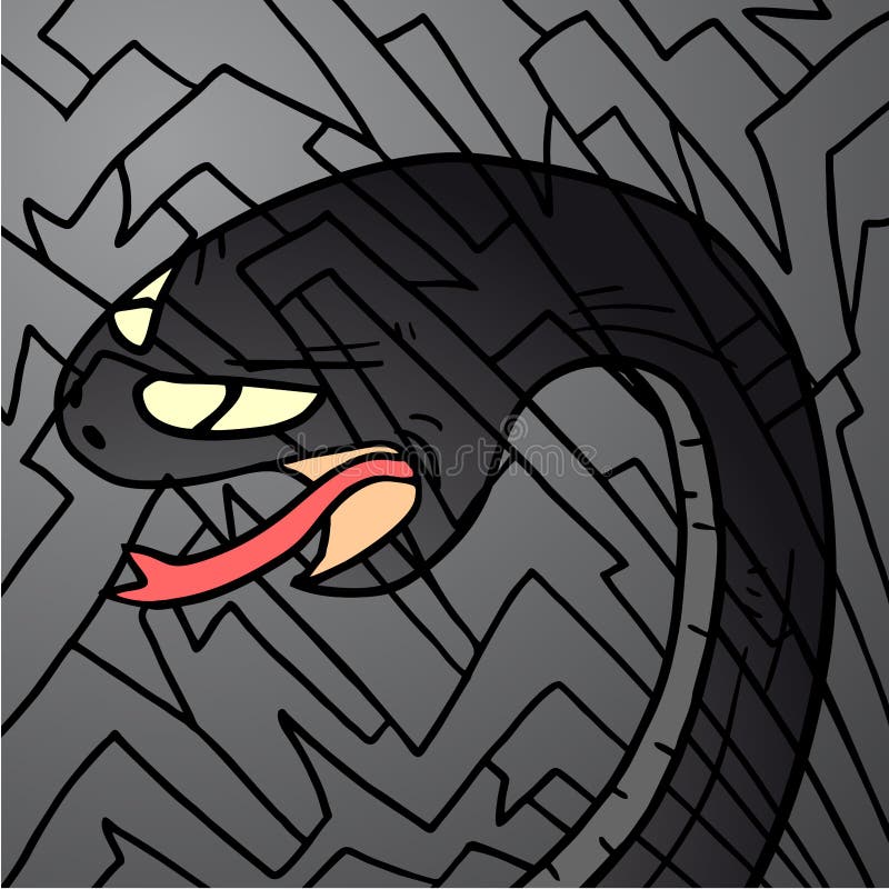 Black snake stock vector. Illustration of snake, animal - 77092516