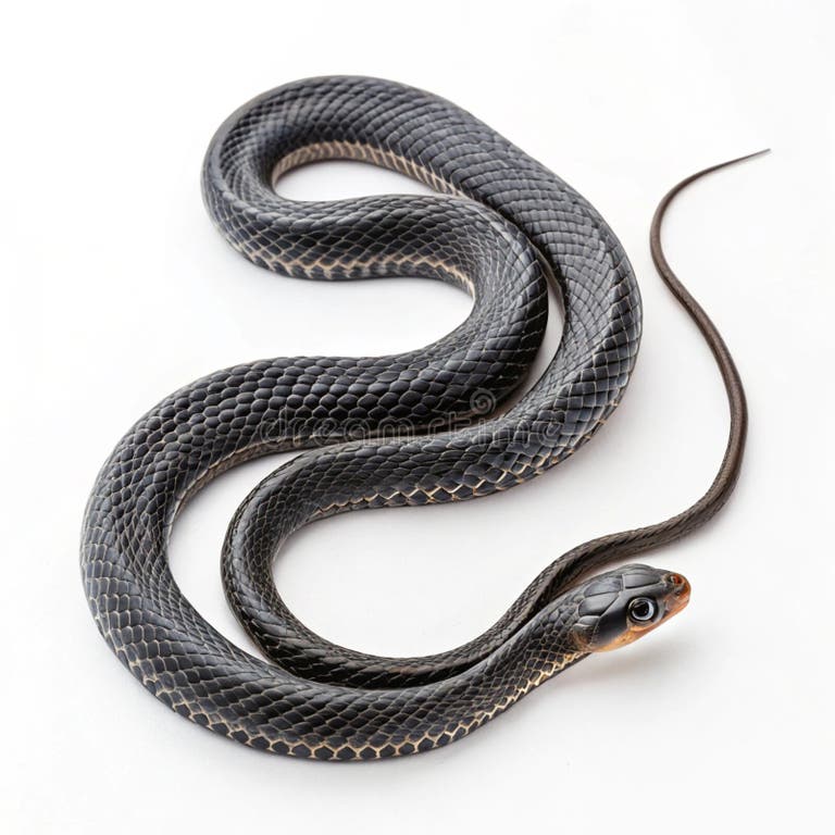 A Black Snake with a Long Tail Stock Illustration - Illustration of ...