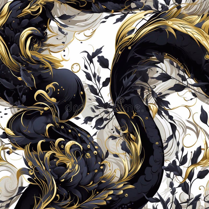 Black Snakes.Seamless Magical Fantasy Pattern with Snakes and Dragons ...